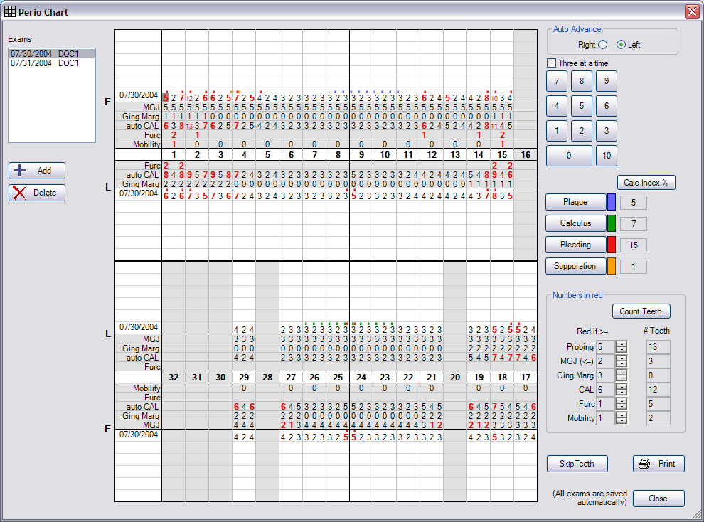 DentOffice Software Manual Periodontal Charting