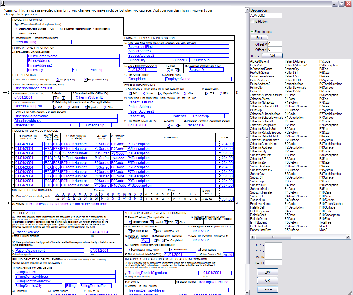 DentOffice Software Manual - Claim Forms